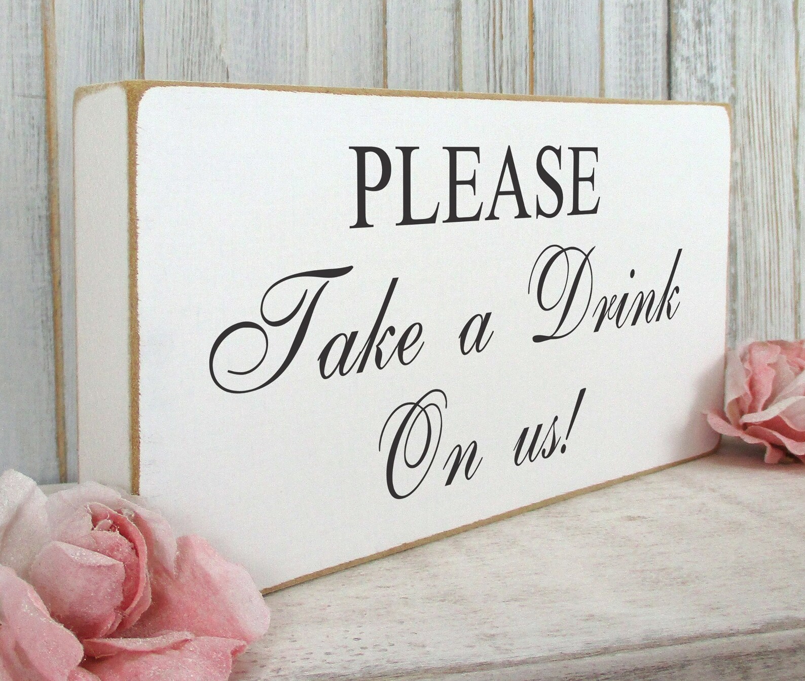 Alcohol Wedding Sign Free Standing Vintage Shabby & Chic White - Etsy