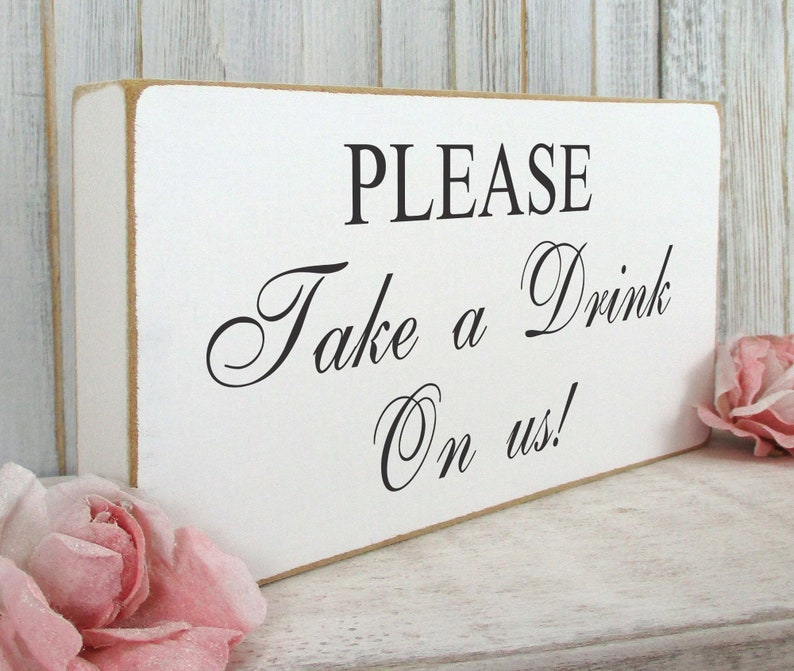 Alcohol Wedding Sign Free Standing Vintage Shabby & Chic White - Etsy