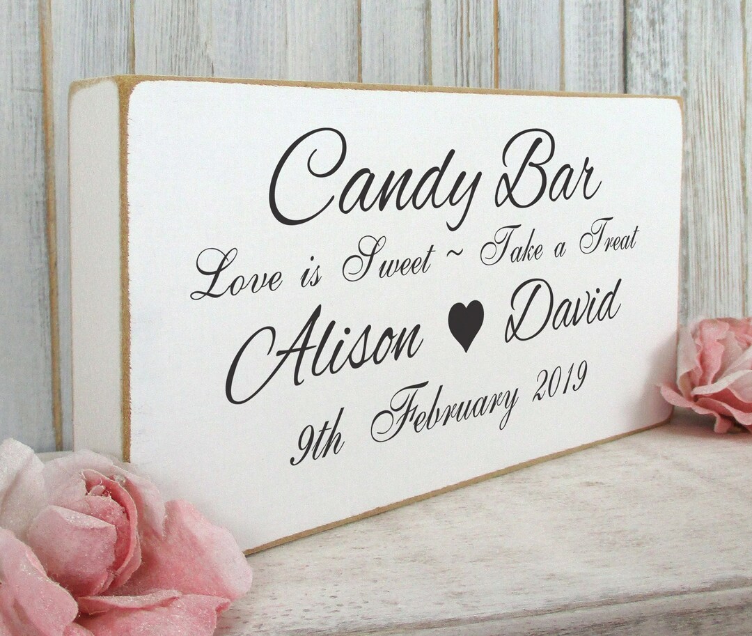 Personalised Candy Bar Wedding Sign Free Standing Vintage Shabby & Chic ...