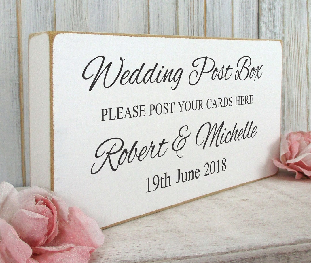 Personalised Wedding Post Box Sign Free Standing Vintage Shabby & Chic ...