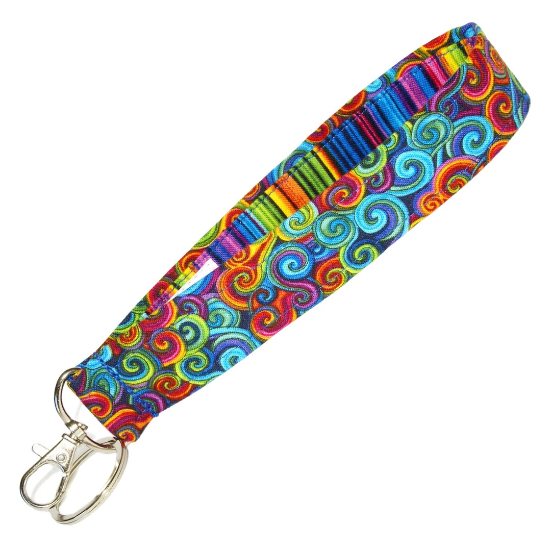 Psychedelic Swirls Key Fob Colorful Key Chain Rainbow - Etsy