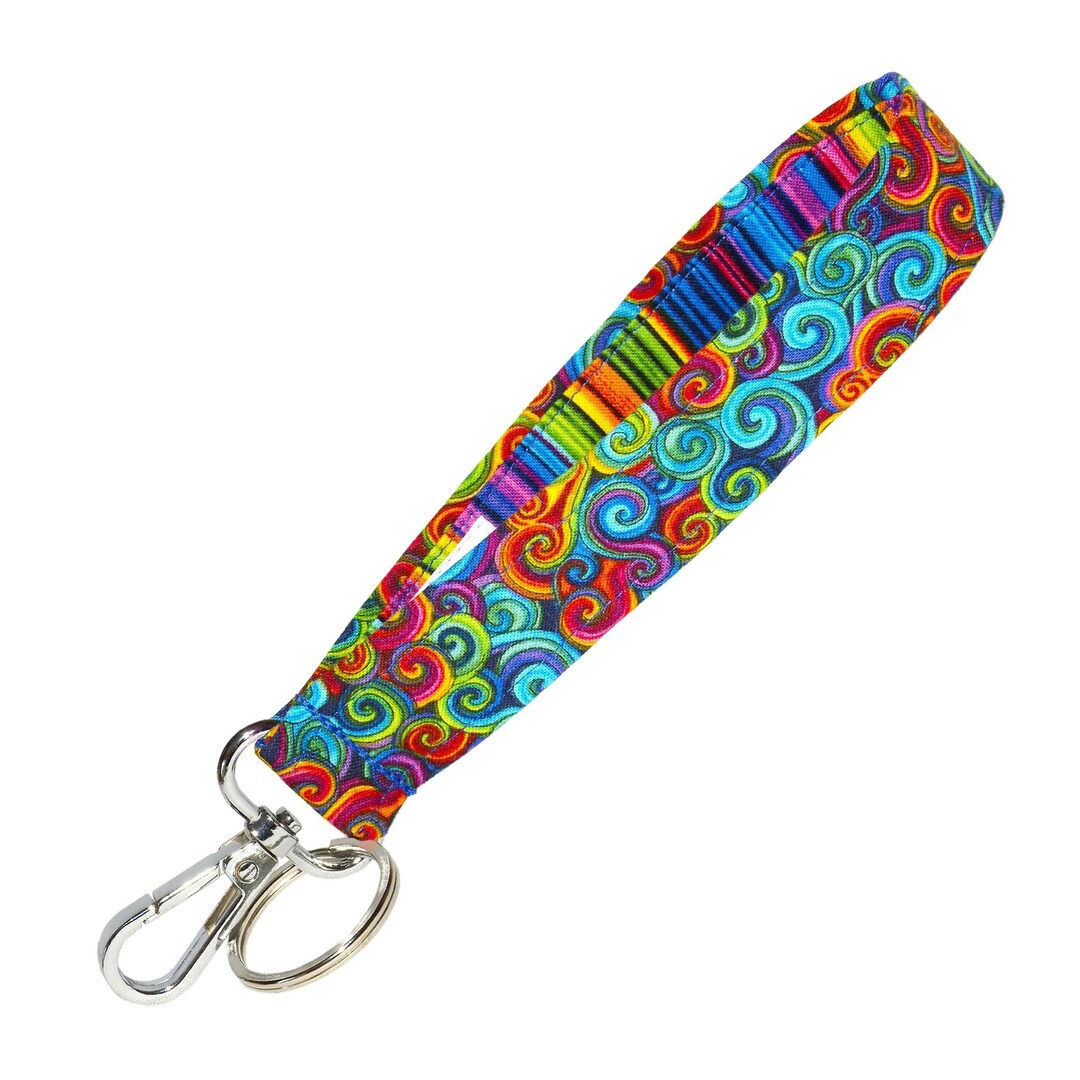Psychedelic Swirls Key Fob • Colorful Key Chain • Rainbow • Geometric ...
