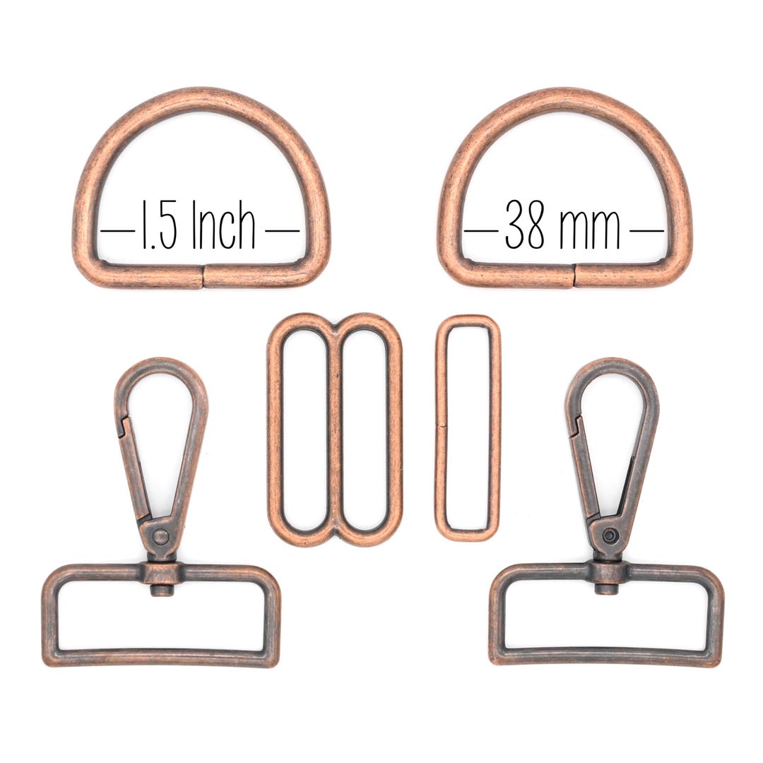 Bag Strap Hardware Set • 6 Piece • 1.5 Inch • 38mm • Antique Copper ...
