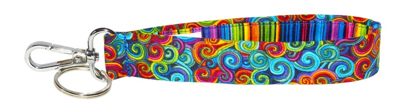 Psychedelic Swirls Key Fob Colorful Key Chain Rainbow - Etsy