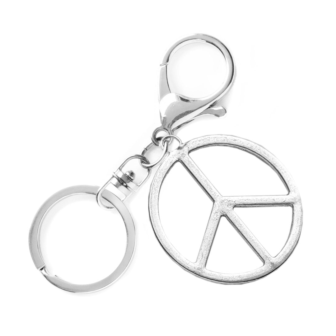 Peace Sign Keychain • Large Peace Medallion Charm • Swivel Keyring and ...