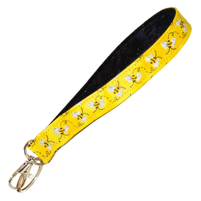Glitter Bees on Yellow Key Fob Cute Bees Keychain Yellow - Etsy