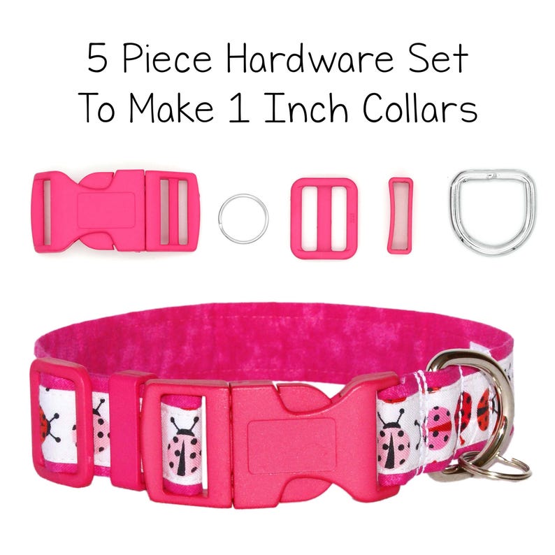 Dog Collar Hardware Set • Fits 1 Inch Webbing • 5 Heavy Duty Pieces ...