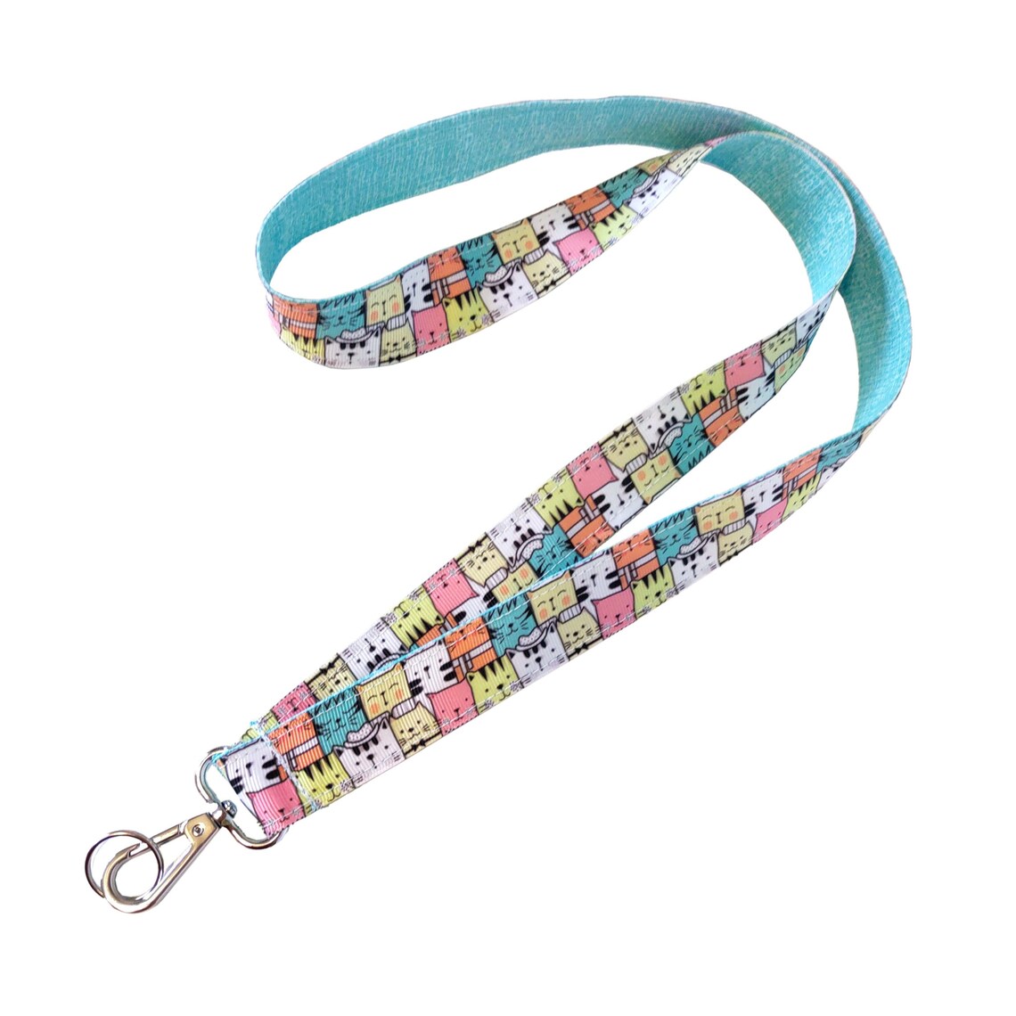 Cute Cats or Dogs Reversible Lanyard • ID Badge Holder • Keychain ...