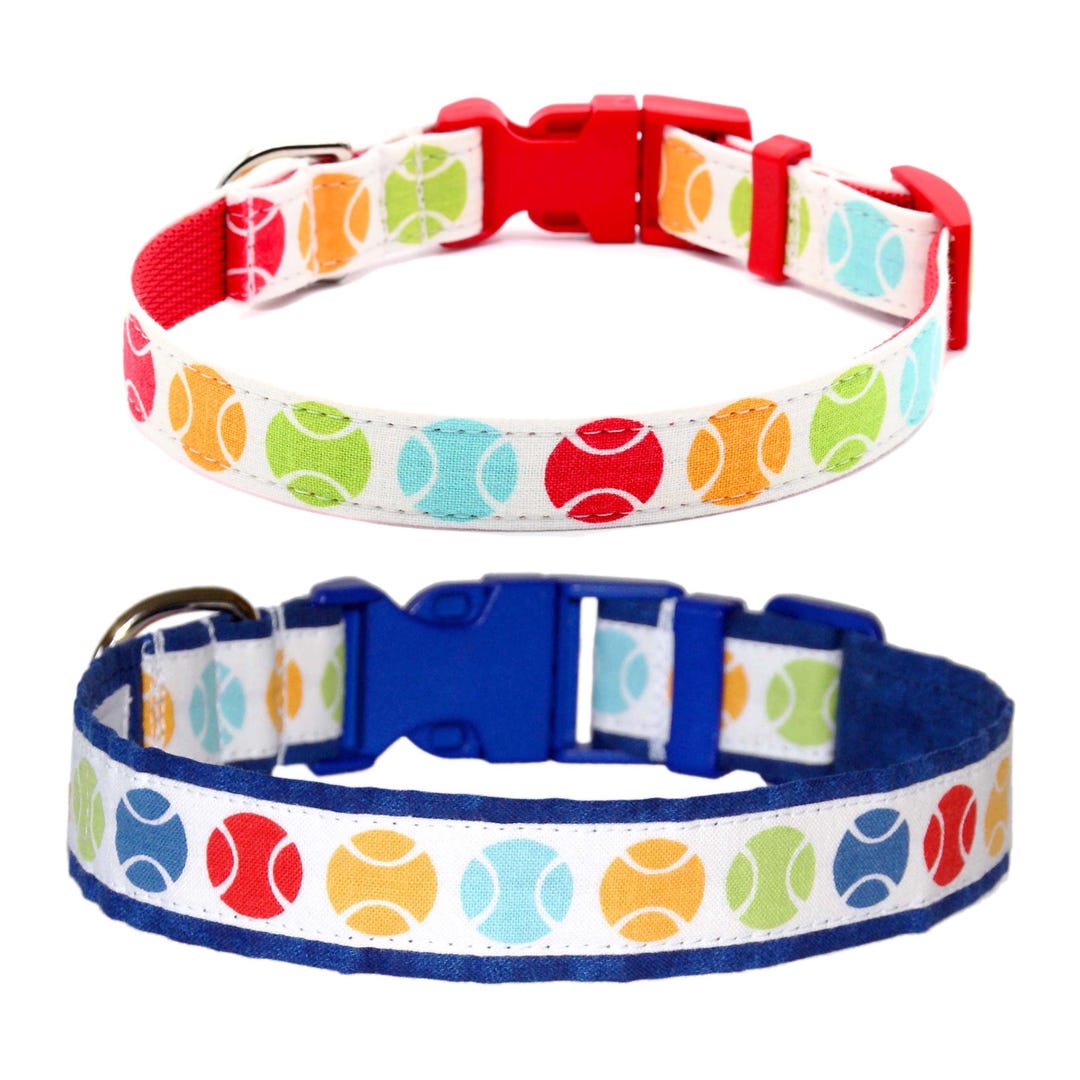 Tennis Ball Dog Collar • Colorful Tennis Balls • Red • Blue • Tennis ...