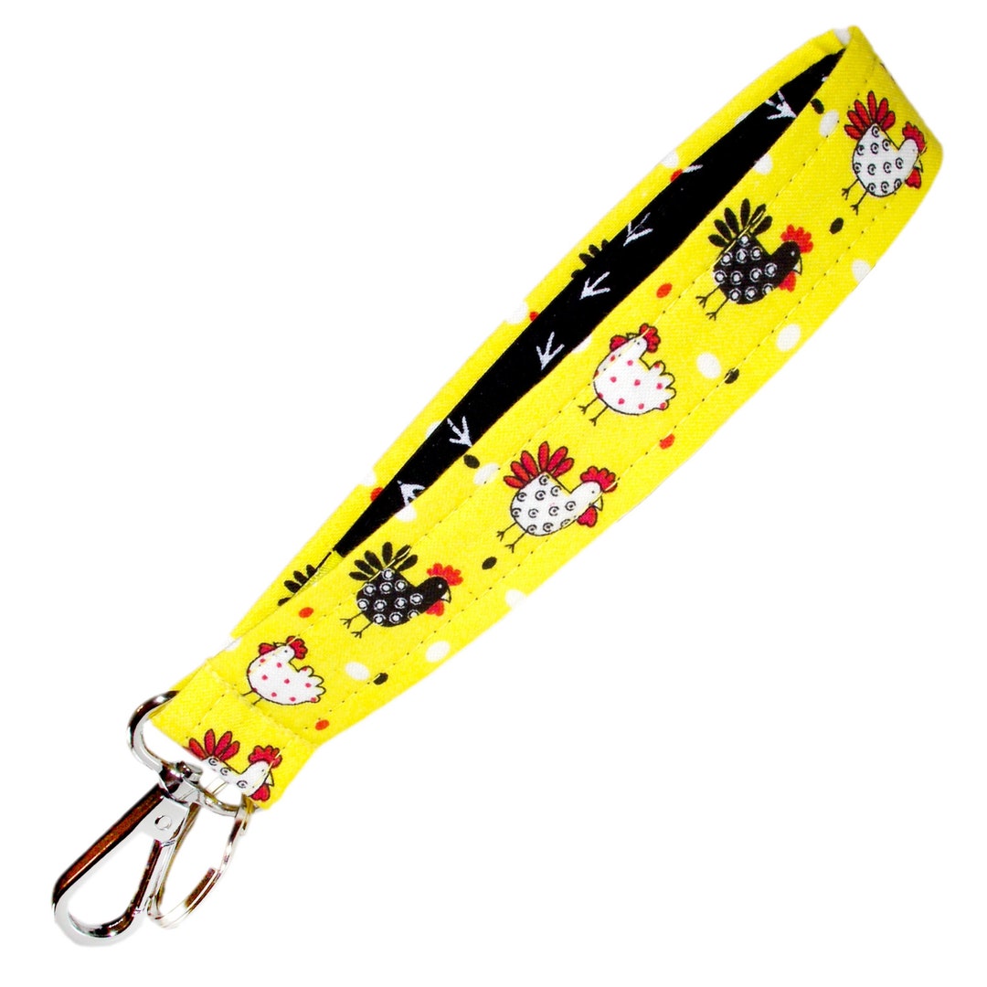 Chickens on Yellow Key Fob Cute Chicks Keychain Yellow Key - Etsy