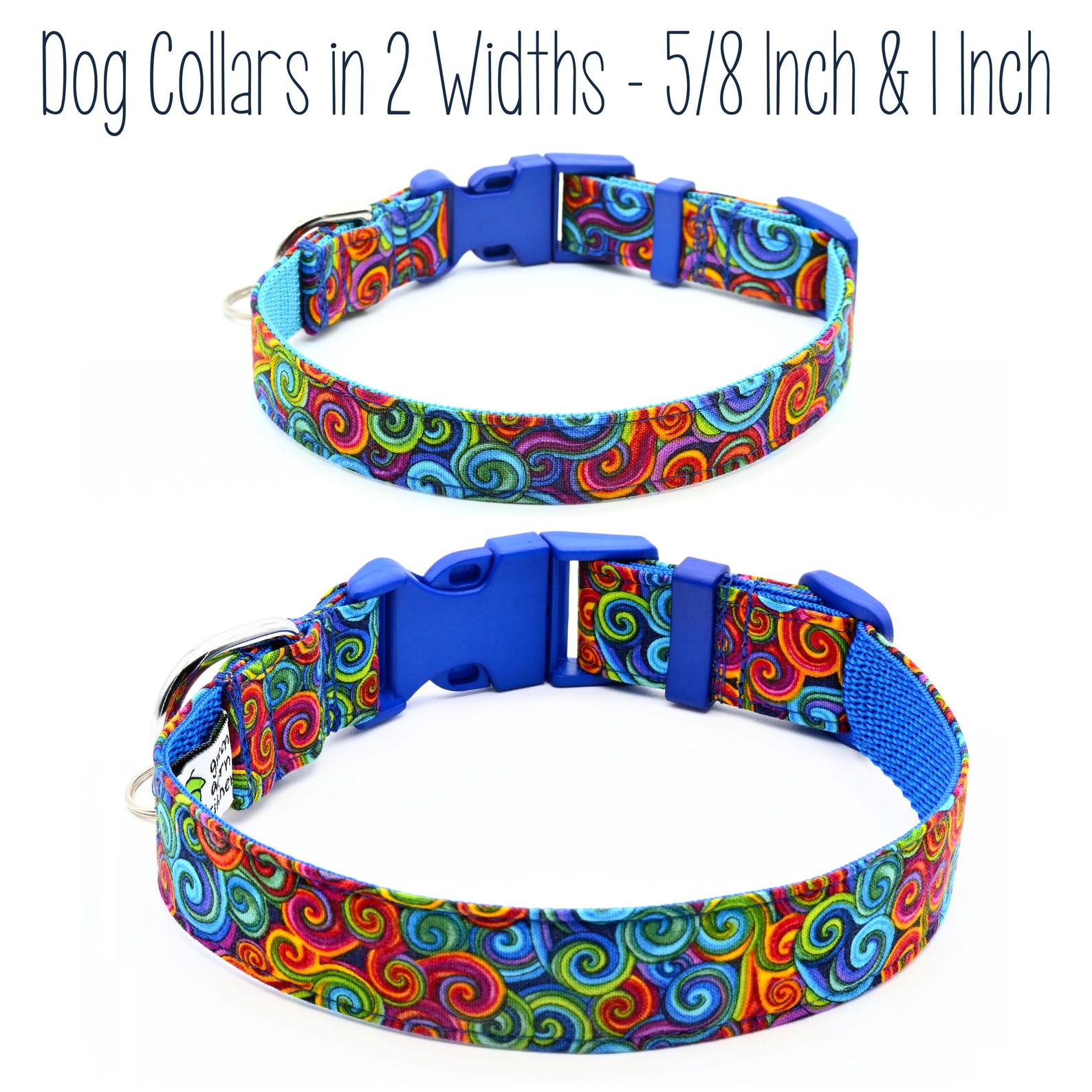 Psychedelic Swirls Dog Collar • Rainbow • Colorful • Geometric • .625 ...