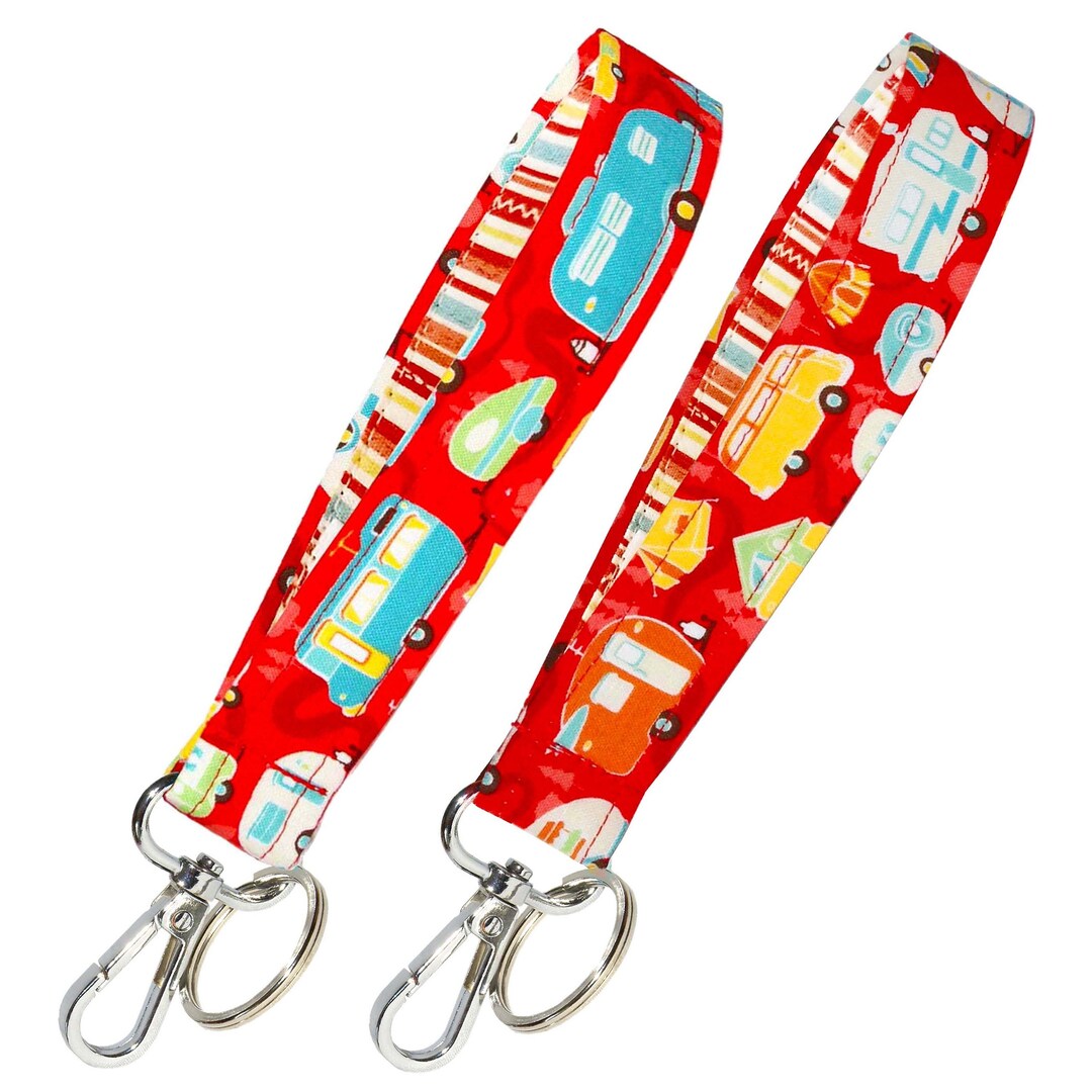 Camping Trailers Keychain • Key Fob Wristlet • Red Key Fob • Camping ...