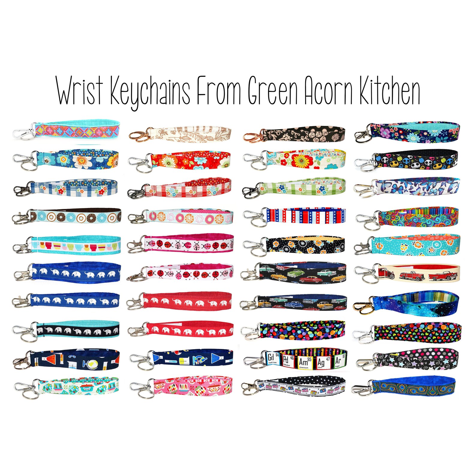 Donuts Keychain Doughnuts Key Fob Wristlet Pink or Blue Key Strap ...