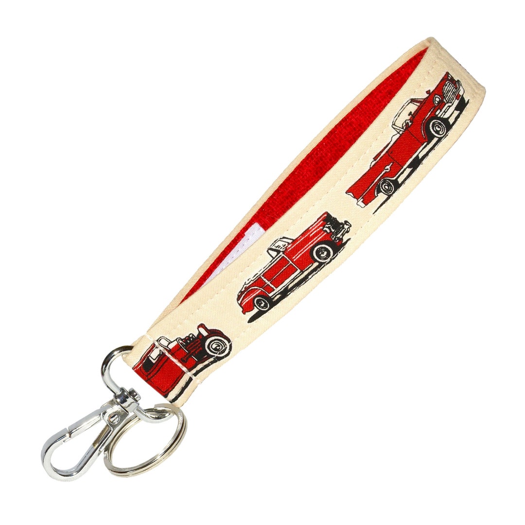 Retro Car Keychain • Beige With Vintage Automobiles • Key Fob Strap ...