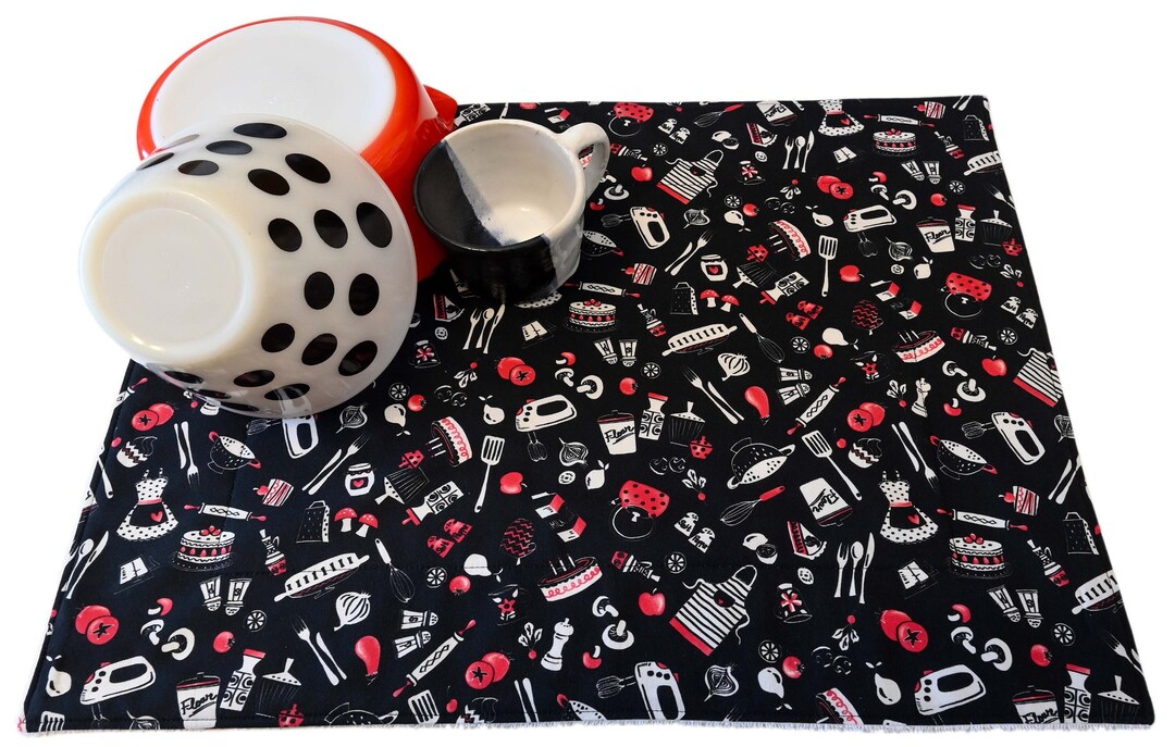 Retro Dish Mat • Pet Placemat • Dish Drying Mat • Appliance Mat ...