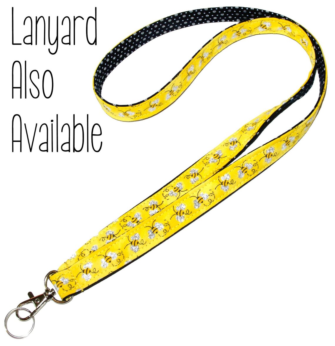 Glitter Bees on Yellow Key Fob Cute Bees Keychain Yellow - Etsy