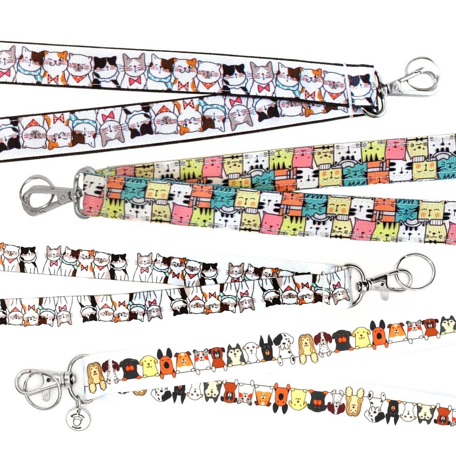 Cute Cats or Dogs Reversible Lanyard • ID Badge Holder • Keychain ...