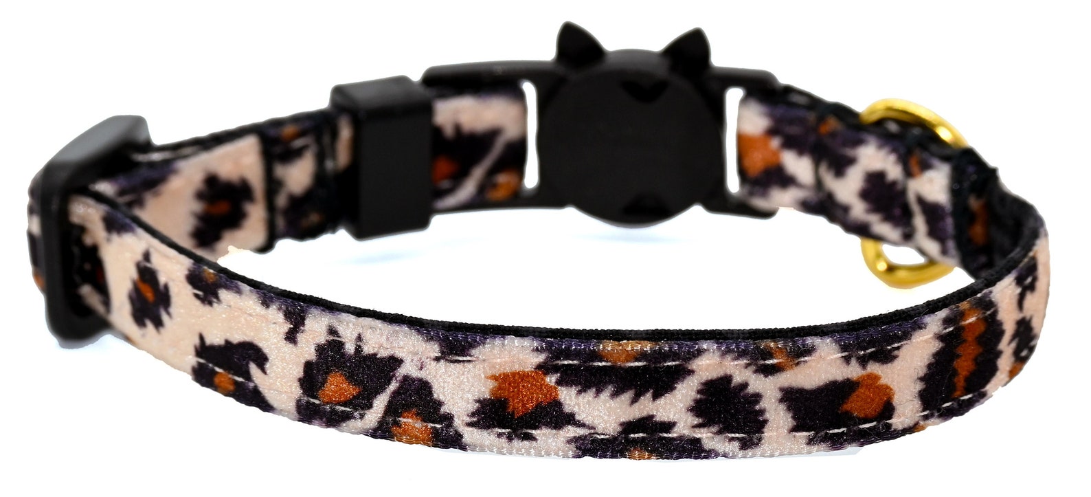 Leopard Cat Collar Fuzzy Leopard Print Ribbon 3/8 Wide Adjusts 6-8.5 or ...