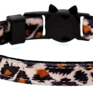 Leopard Cat Collar • Fuzzy Leopard Print Ribbon • 3/8" Wide • Adjusts 6 ...