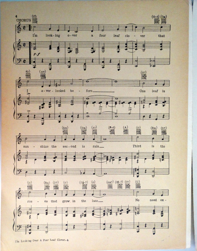 I'm Looking Over A Four Leaf Clover Song With Ukulele Arrangement ...