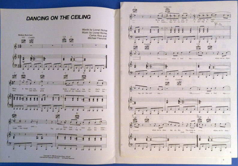 Dancing on the Ceiling Vintage Sheet Music by Lionel Richie, Photo ...