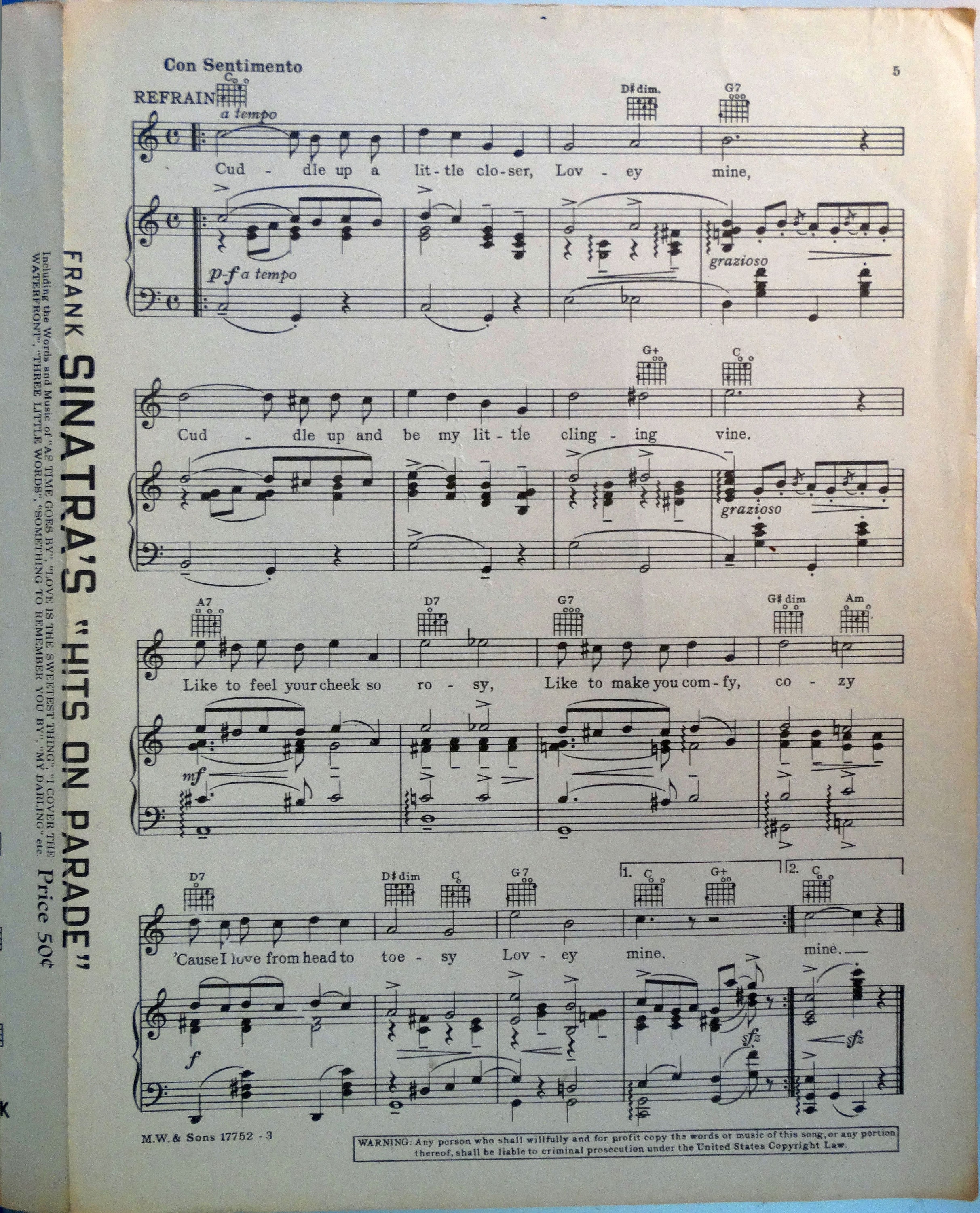 Cuddle up A Little Closer (lovey Mine) Vintage Sheet Music by Otto ...