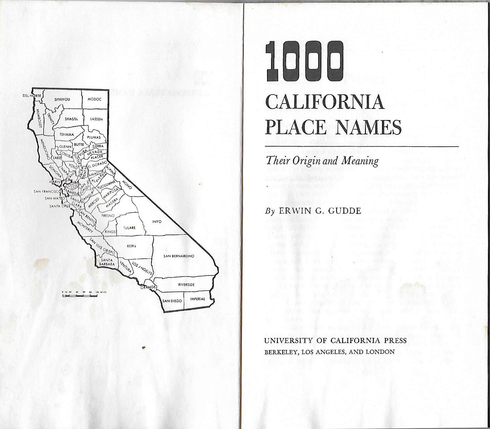 1000 California Place Names: Their Origin and Meaning by Erwin G Gudde ...