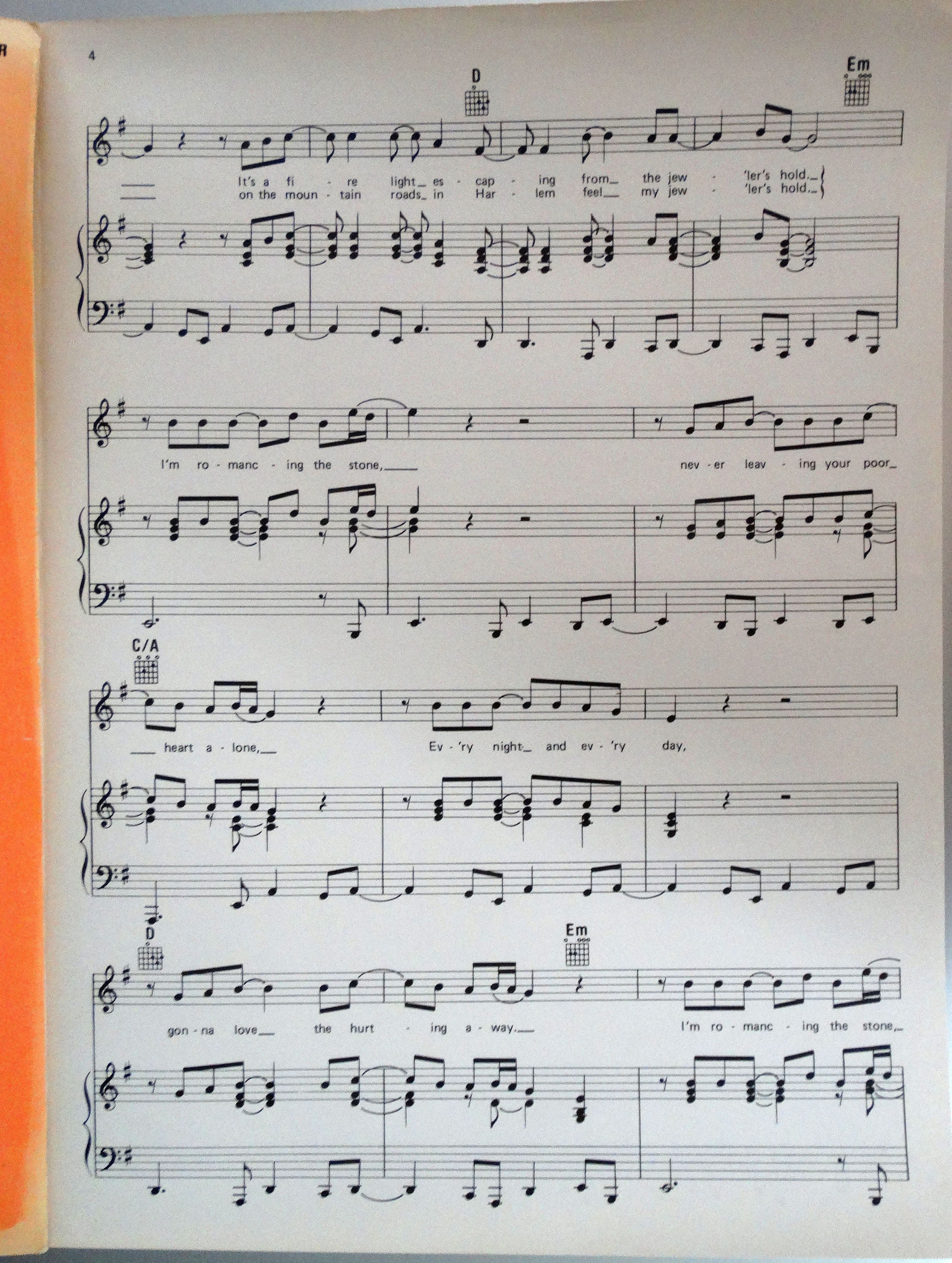 Romancing the Stone Vintage Sheet Music by Eddy Grant, With Guitar ...