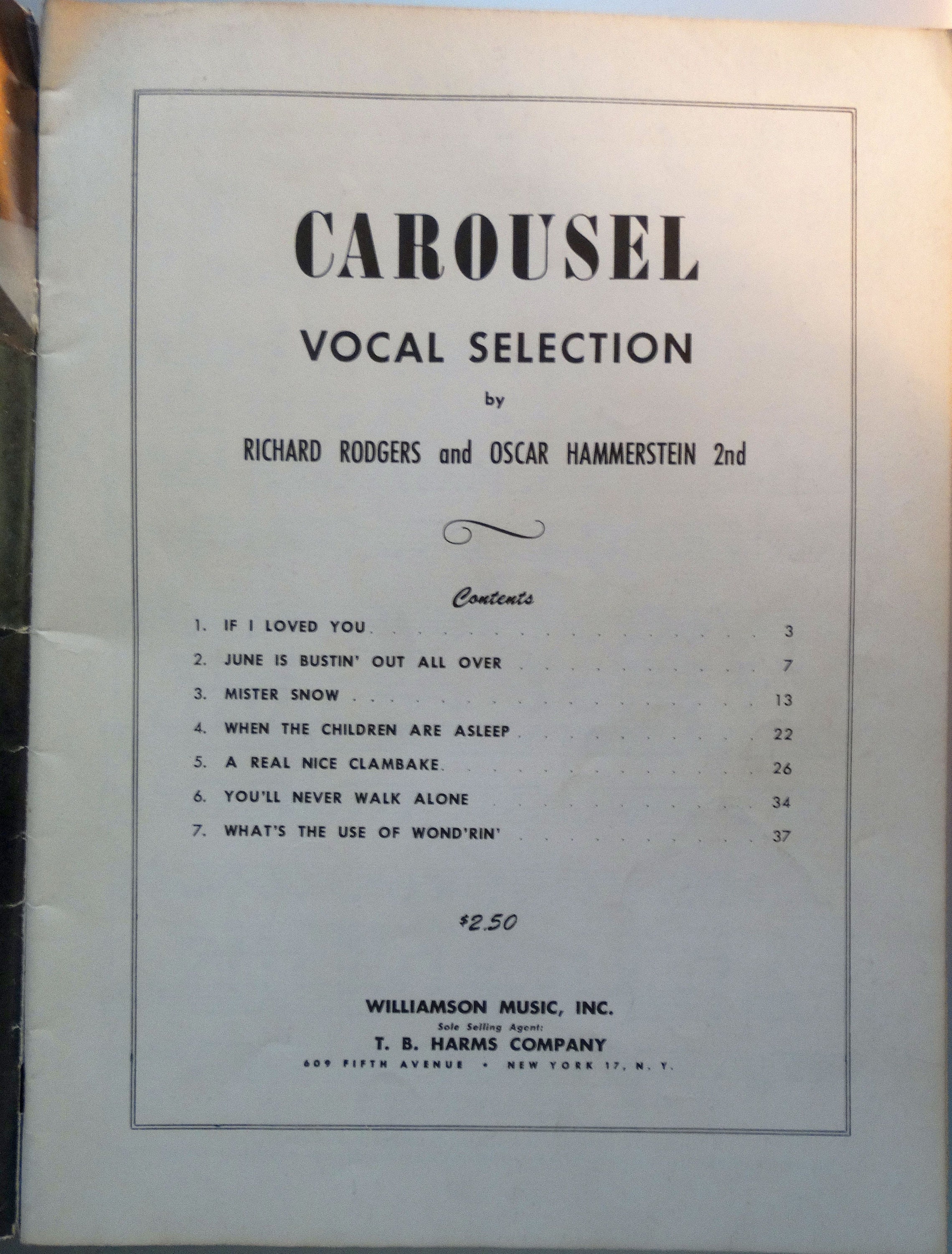 Vocal Selection: Rodgers and Hammerstein's "carousel" Vintage Music ...