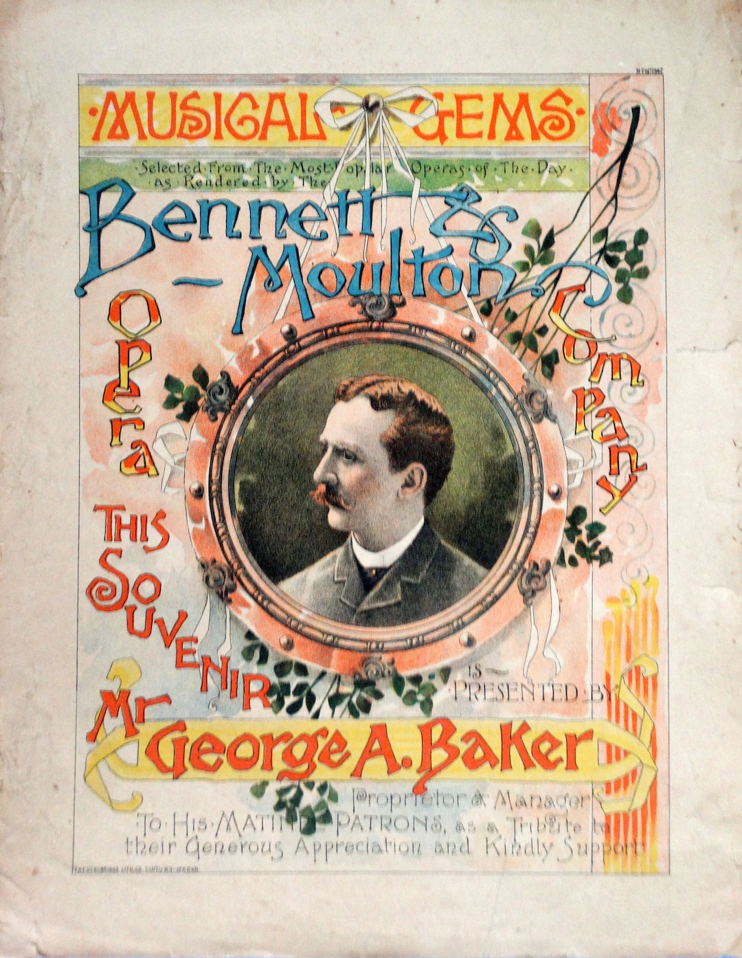Drinking Song From "fantine" Antique Sheet Music "musical Gems, Bennett ...