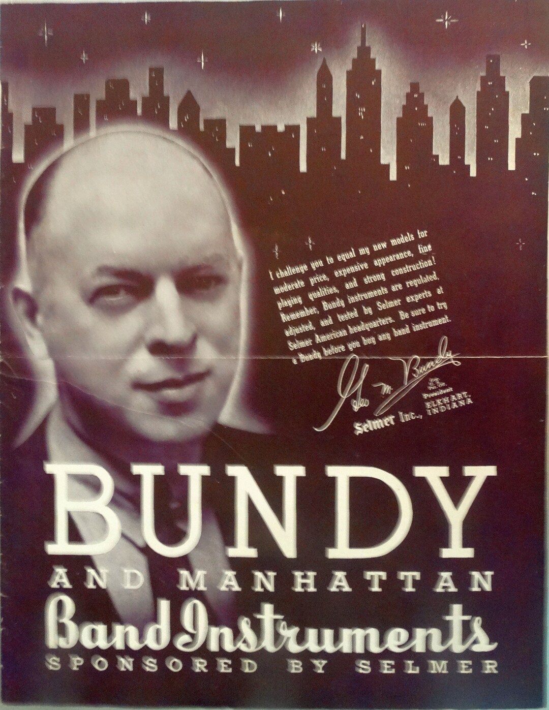 Bundy and Manhattan Band Instruments Vintage Catalog 1939 Sponsored by ...