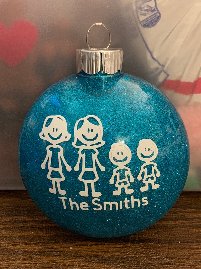 Stick People Custom Glitter Ornament Personalized Stick Figure Family ...
