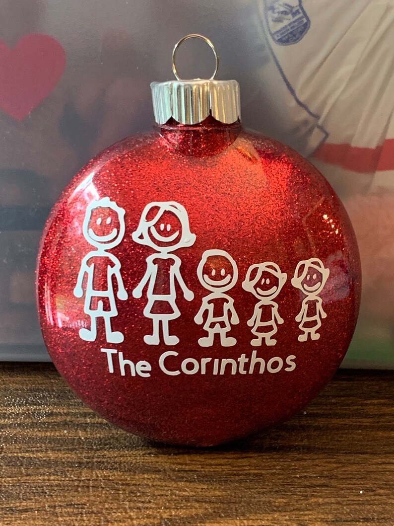 Stick People Custom Glitter Ornament Personalized Stick Figure Family ...