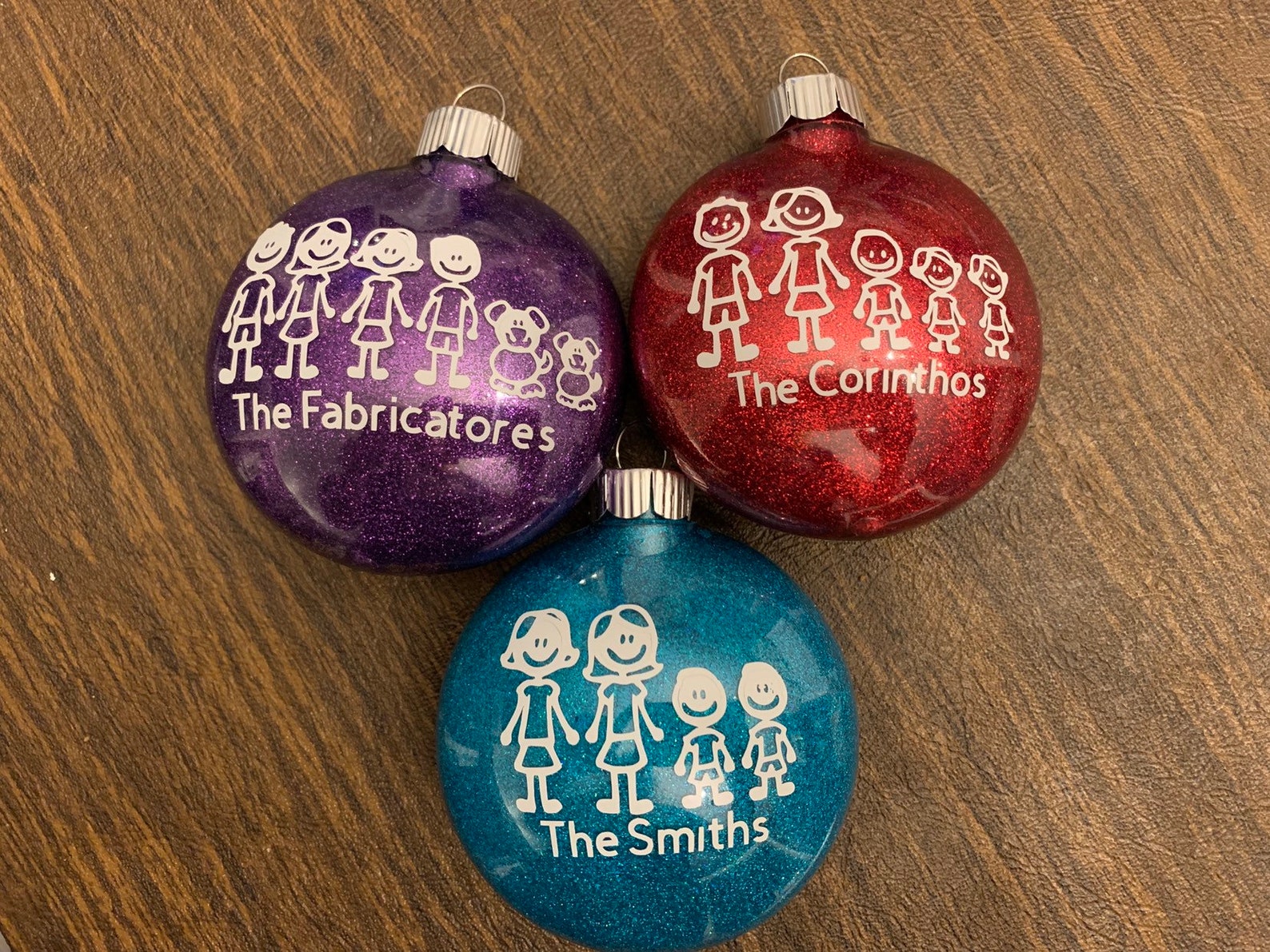 Stick People Custom Glitter Ornament Personalized Stick Figure Family ...