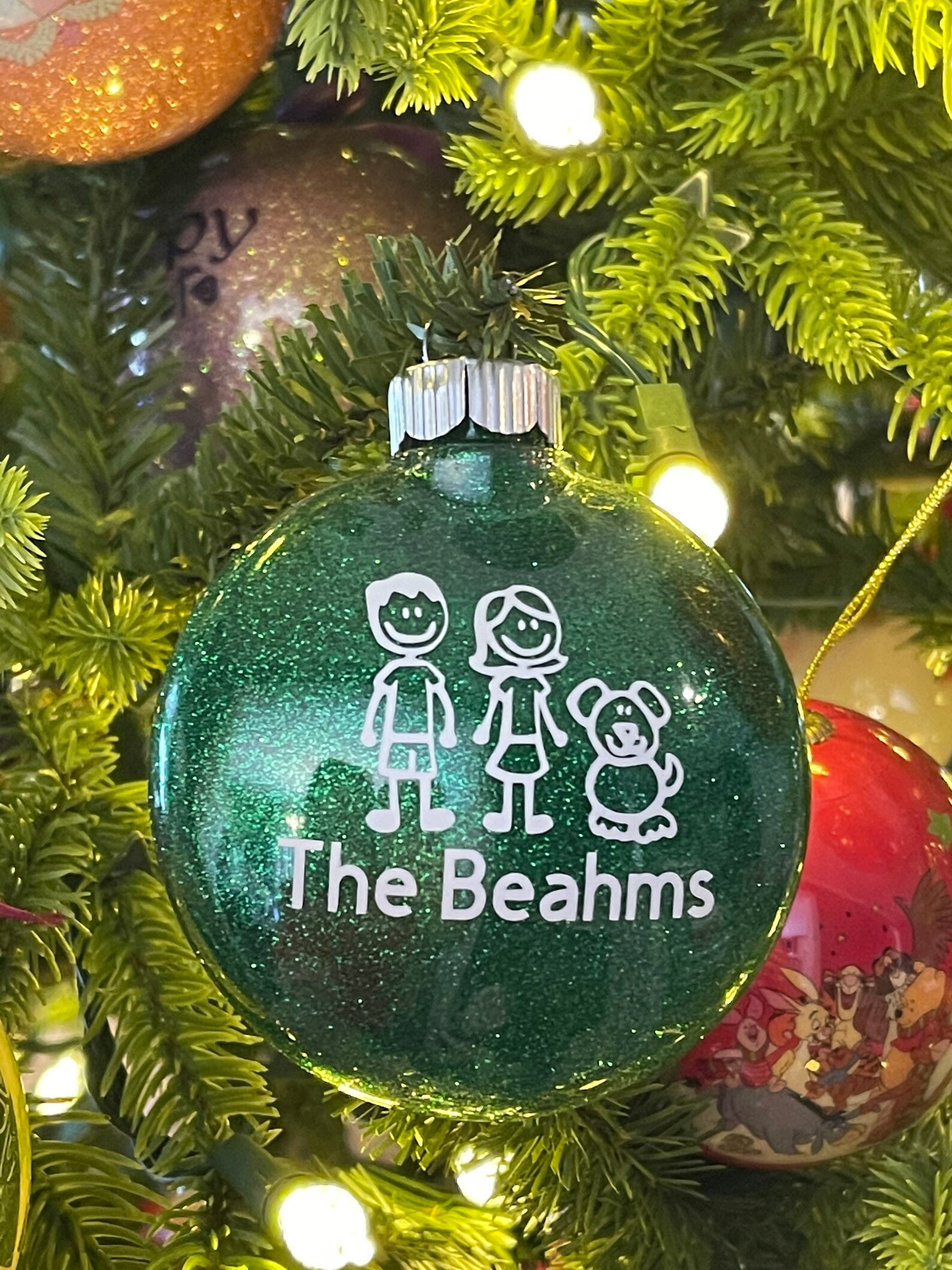 Stick People Custom Glitter Ornament Personalized Stick Figure Family ...