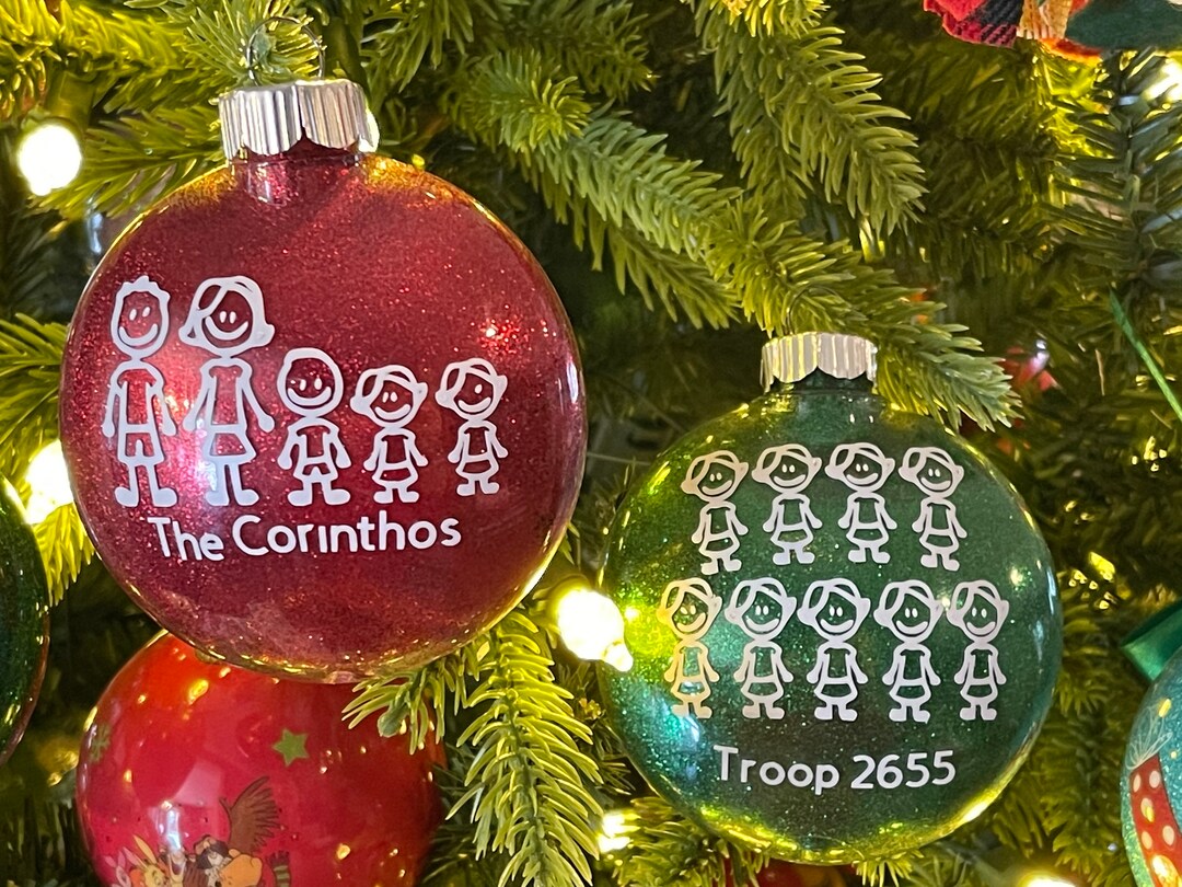 Stick People Custom Glitter Ornament Personalized Stick Figure Family ...