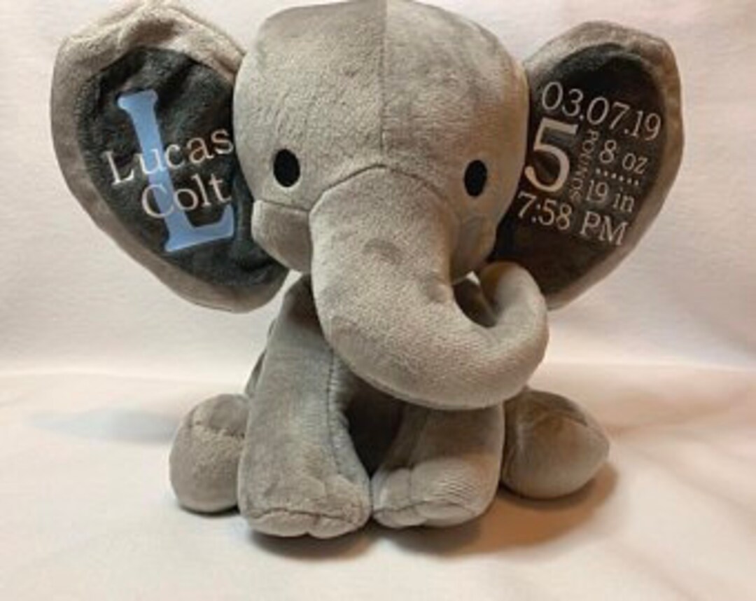 Birth Announcement Elephant - Keepsake Elephant - Baby Keepsake - Birth ...