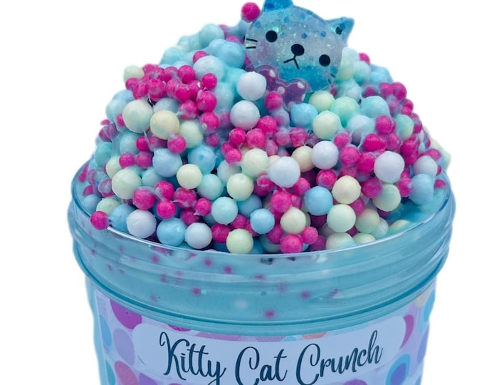 Kitty Cat Crunch Blue Butter/floam Slime, Scented Taffy Slime Cute Cat ...