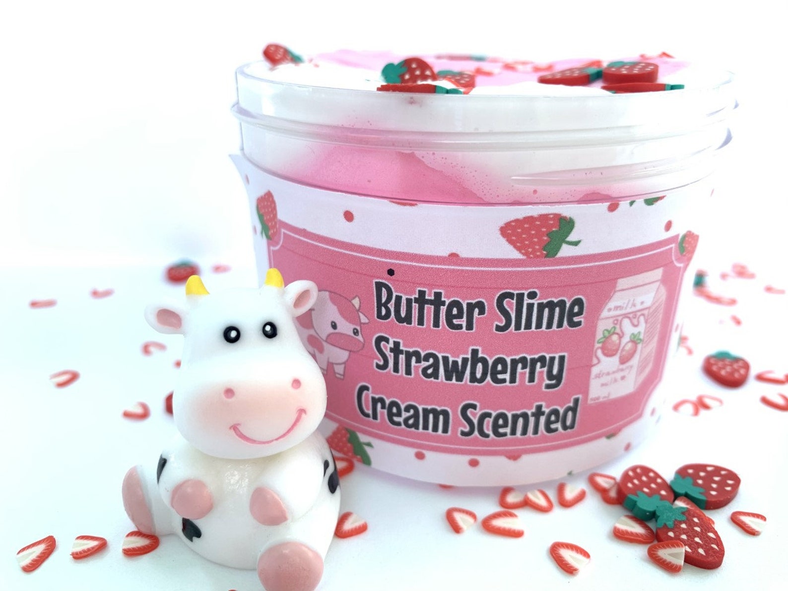 Strawberry Cow Butter Slime Scented Slime Pink Cow Slime - Etsy