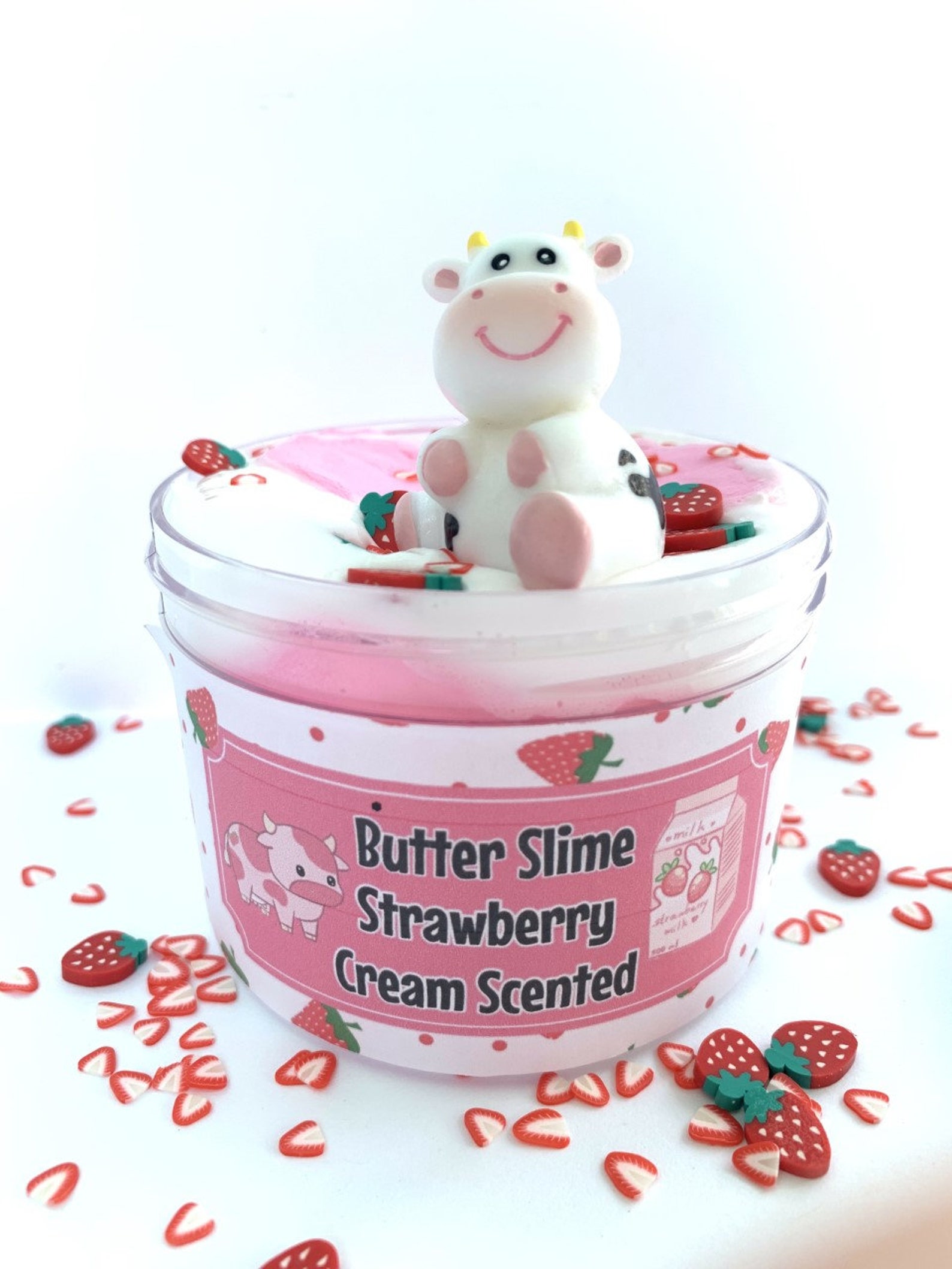 Strawberry Cow Butter Slime Scented Slime Pink Cow Slime - Etsy