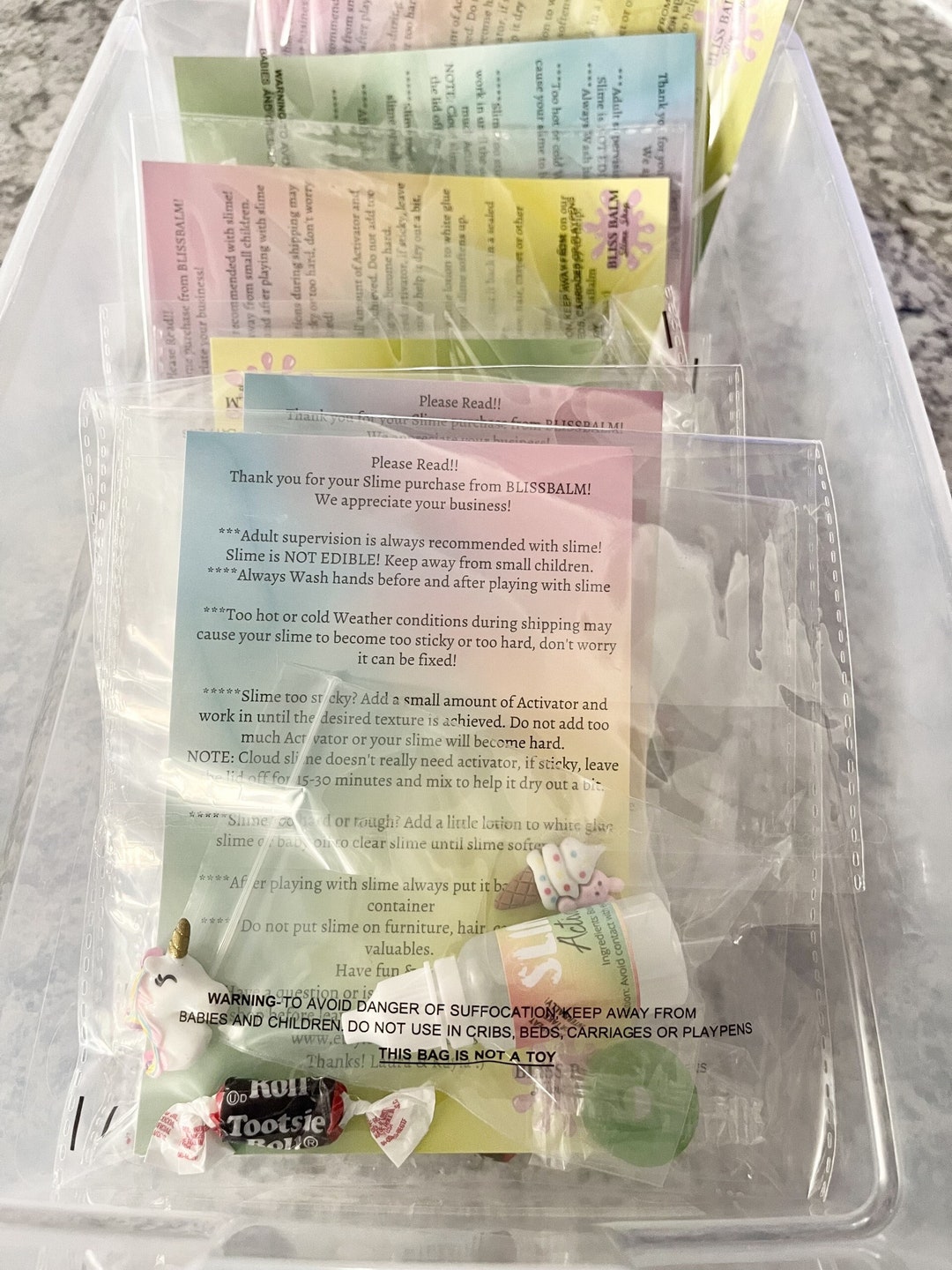 Add on Slime Care Packet, Slime Activator, Candy, Instructions, Slime ...