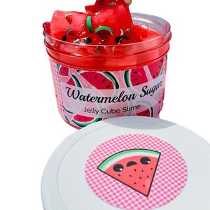 Watermelon Sugar Slime, Red Clear Jelly Cube Slime Kids Party Favor ...