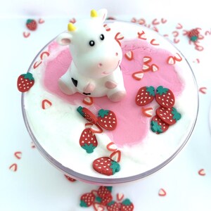 Strawberry Cow Butter Slime, Scented Slime, Pink Cow Slime Charm ...