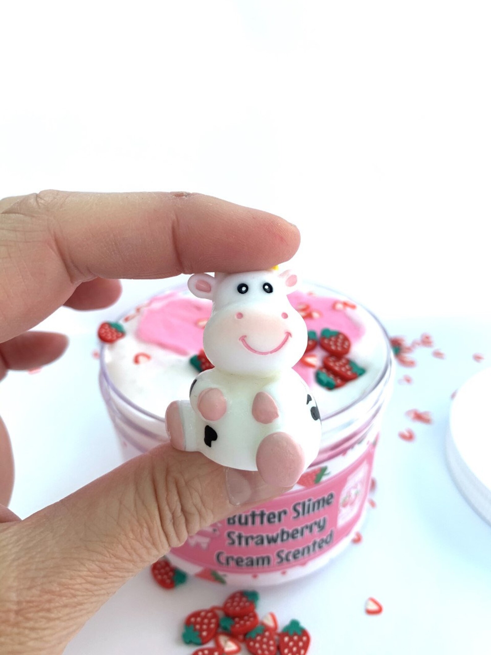 Strawberry Cow Butter Slime Scented Slime Pink Cow Slime - Etsy