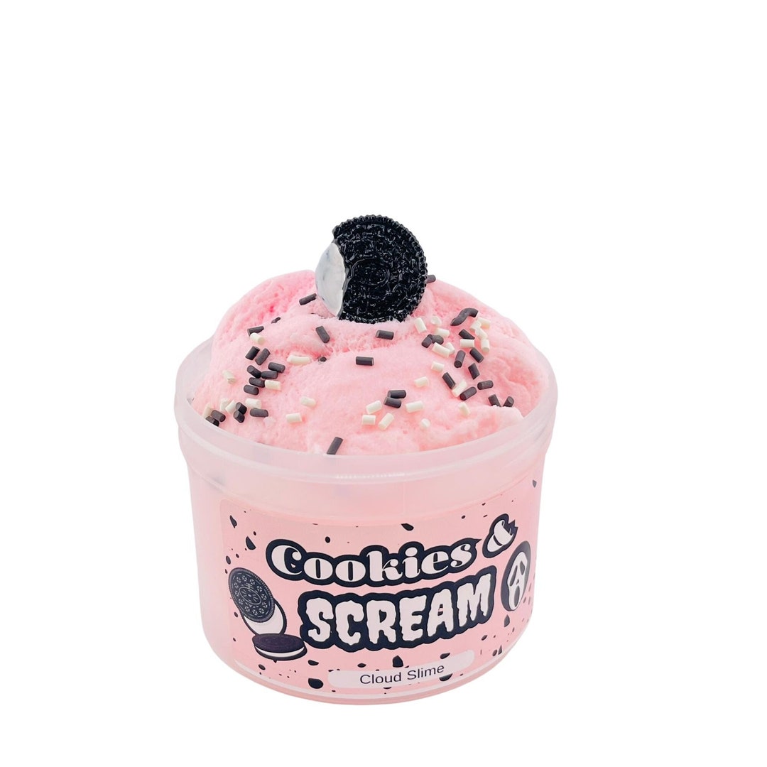 Pink Cookies & Scream Cloud Slime Strawberry Scented Slime, Fluffy ...