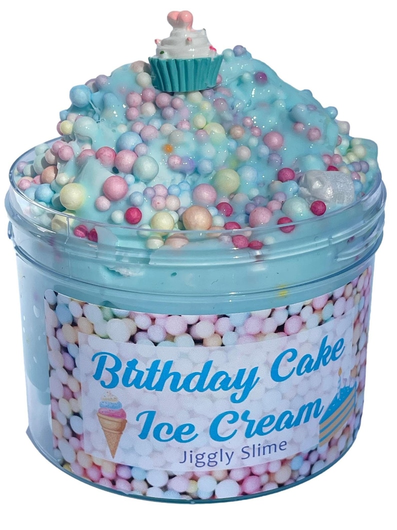 Birthday Cake Ice Cream Scented Slime Pink or Blue Floam - Etsy