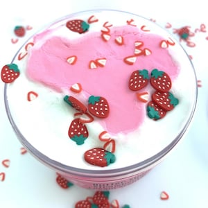 Strawberry Cow Butter Slime, Scented Slime, Pink Cow Slime Charm ...