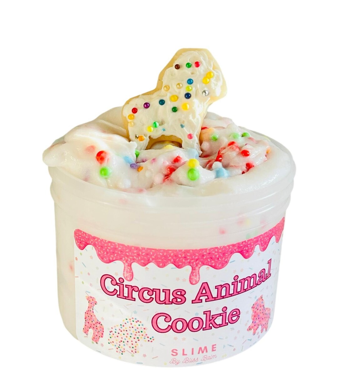 Circus Animal Cookie Slime Cloud Cream Slime, Pink/white Scented Slime ...