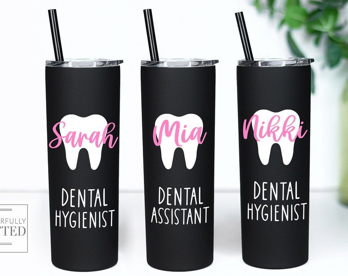 Dentist Tumbler Personalized Dental Hygienist Tumbler Cup Tooth Tumbler ...