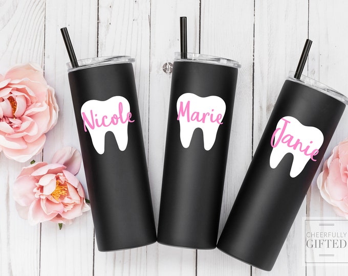 Dentist Tumbler Personalized Dental Hygienist Tumbler Cup Tooth Tumbler ...